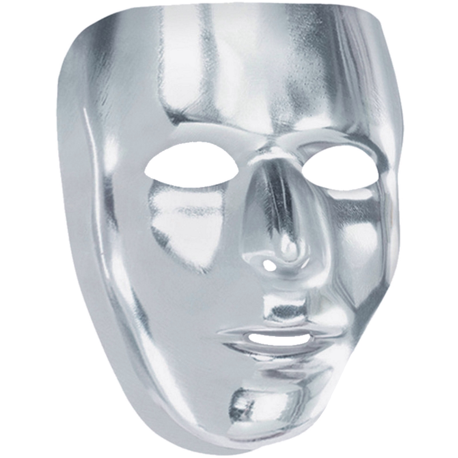 Metallic Silver Plastic Full Face Mask - Costumes.com.au