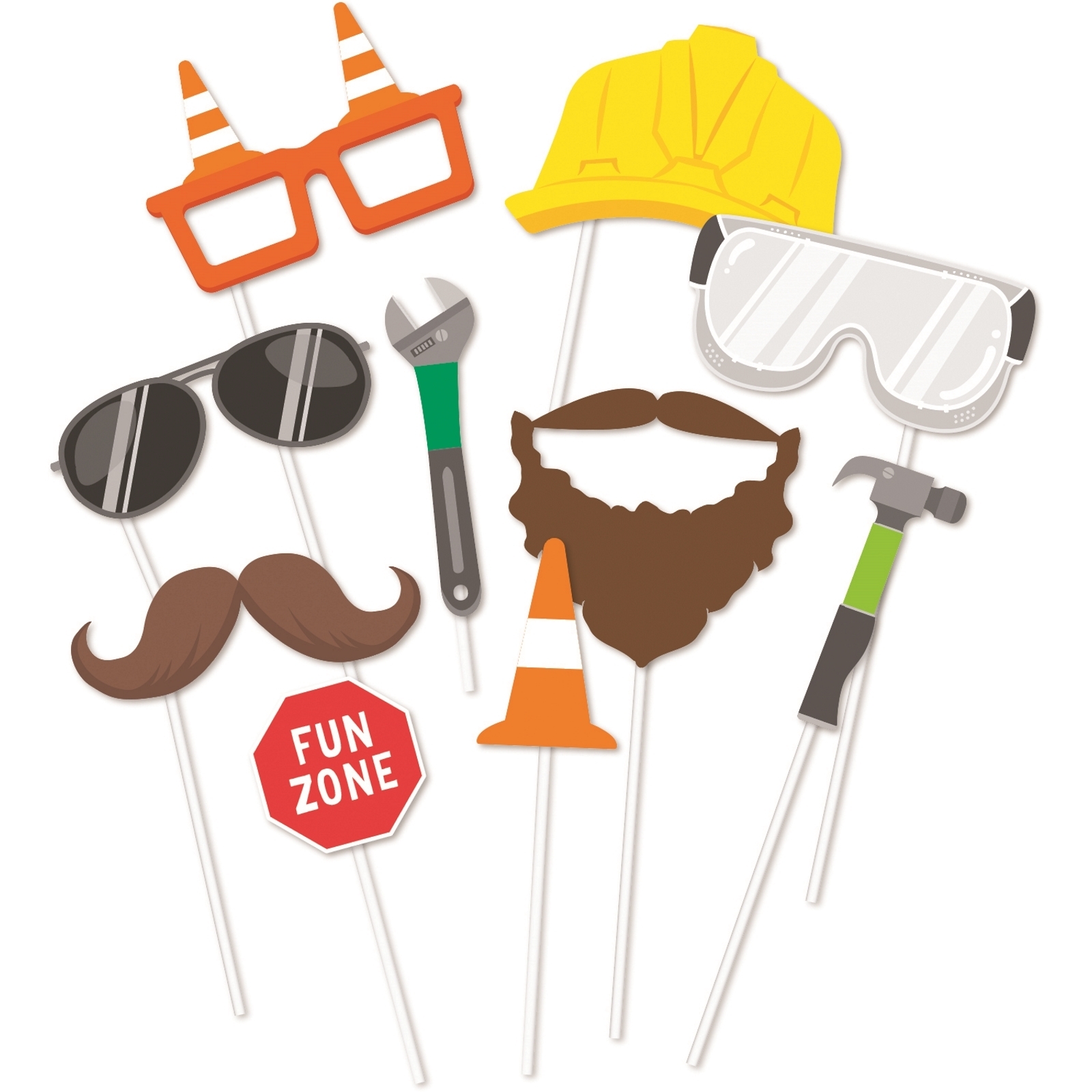 Construction Photo Booth Props (Pack of 10) - Costumes.com.au