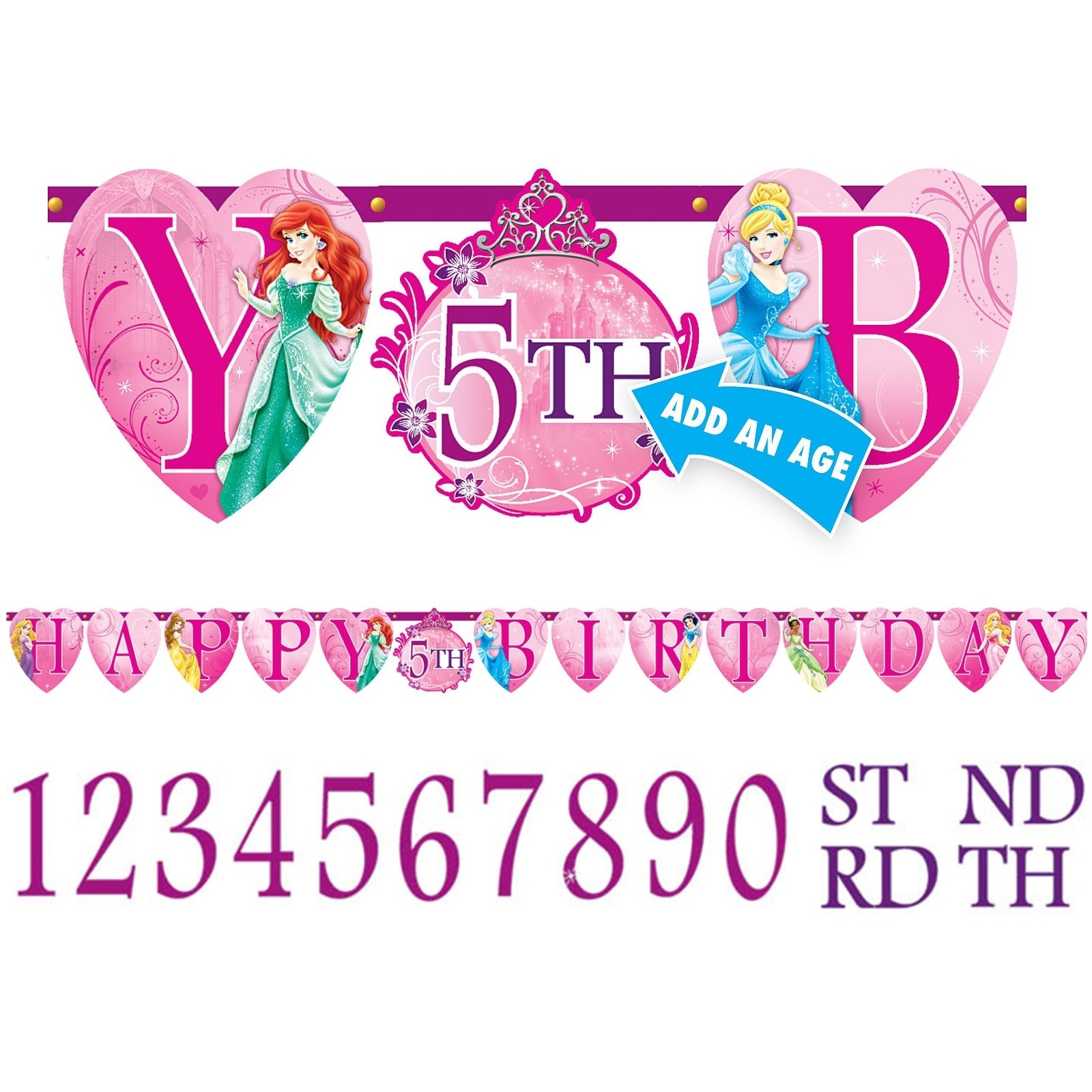 Disney Princess Sparkle Jumbo Add an Age Banner Kit - Costumes.com.au
