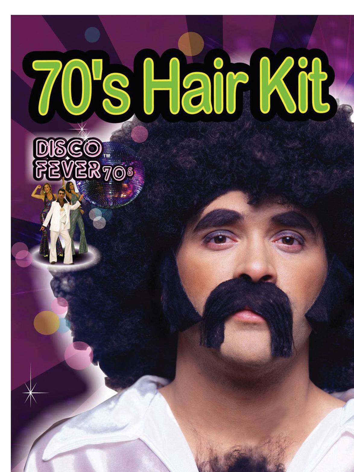 1970's Disco Moustache Sideburns Chest Hair Adult Accessory Kit ...