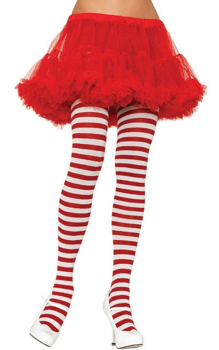 Striped Red White Tights Adult Costume Accessory - Costumes.com.au