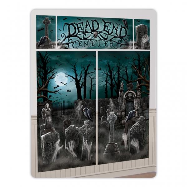 Scene Setter Cemetery Plastic Wall Decorating Kit Pack of 5 | Horror ...