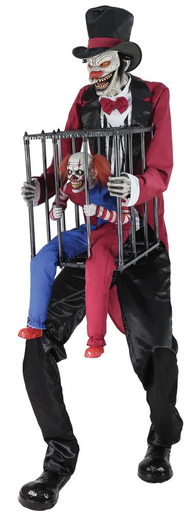 Rotten Ringmaster With Clown in Cage Animated Halloween Prop | Costumes ...