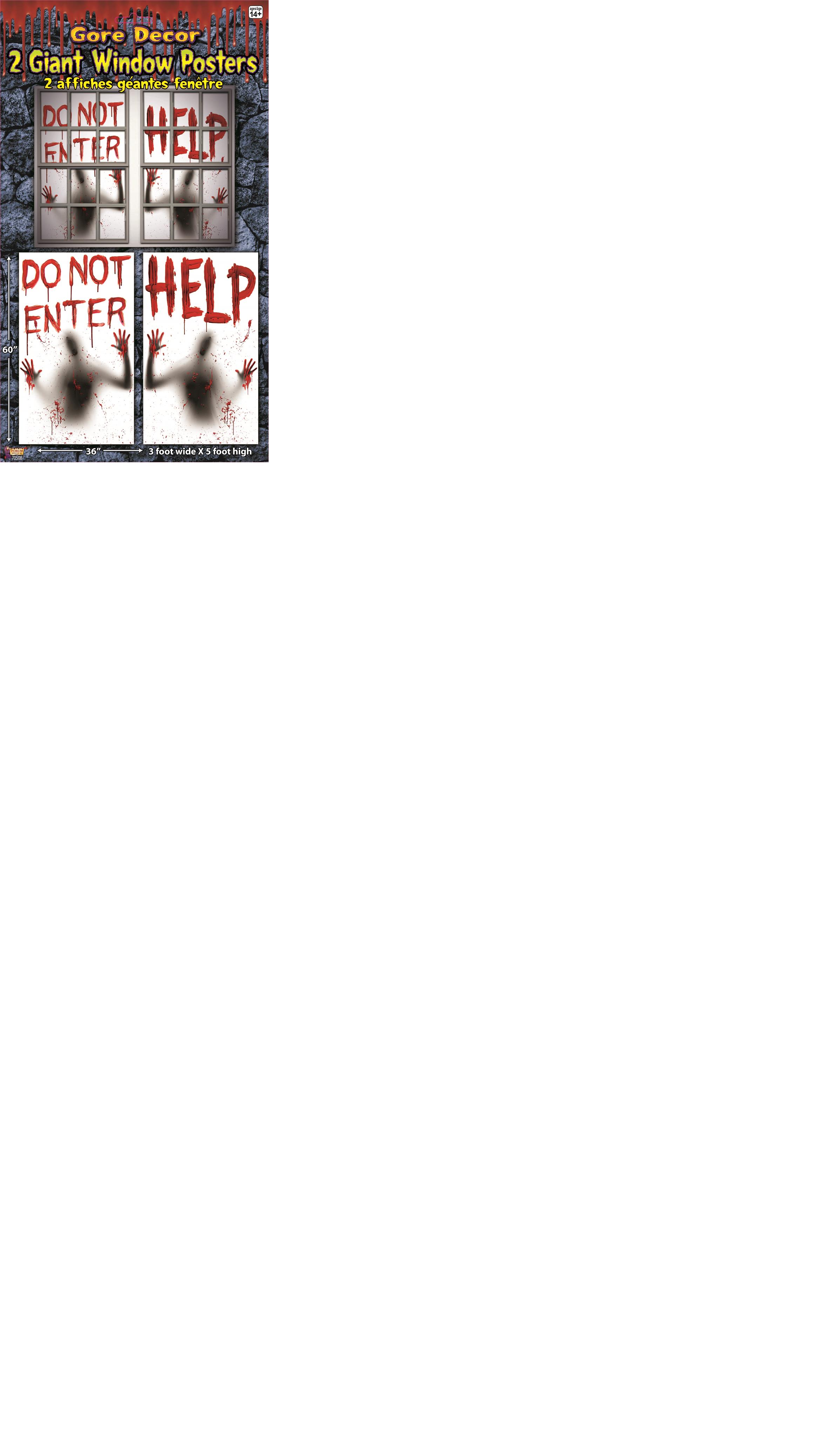 Bloody Window Posters Pack of 2 Halloween Decoration - Costumes.com.au