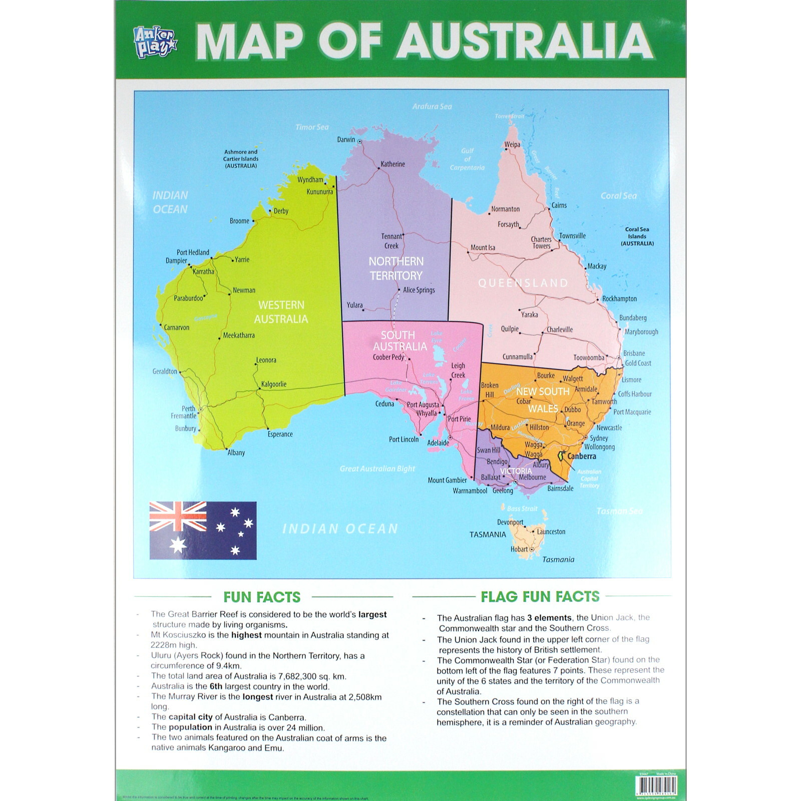 Map of Australia Educational Poster - Costumes.com.au