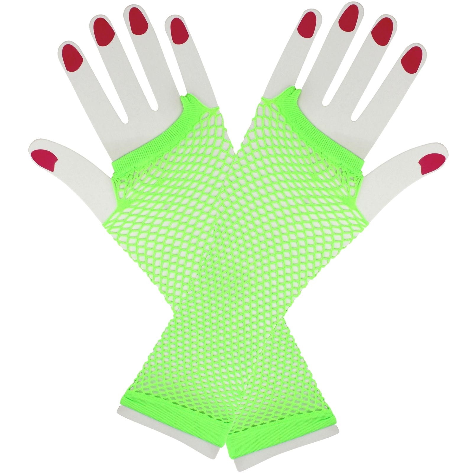 Neon Green Fingerless Fishnet Gloves - Costumes.com.au