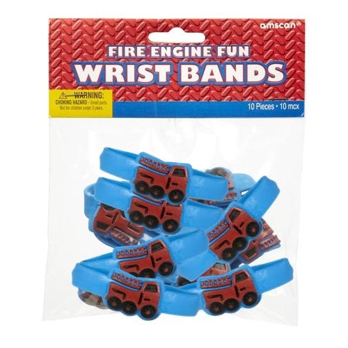 Fire Engine Fun Rubber Wristbands (Pack of 10) - Costumes.com.au