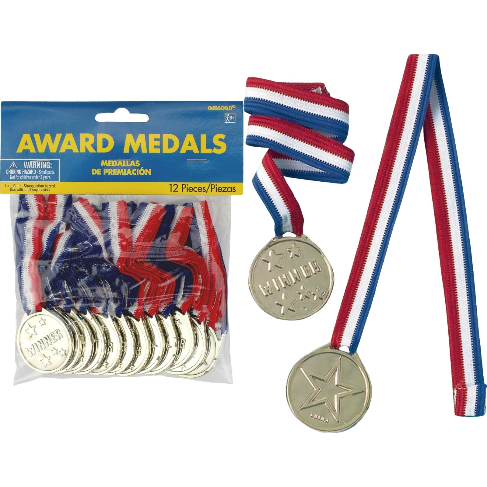 Silver Plastic Winner Medals (Pack of 12) | Costumes.com.au - Costumes ...