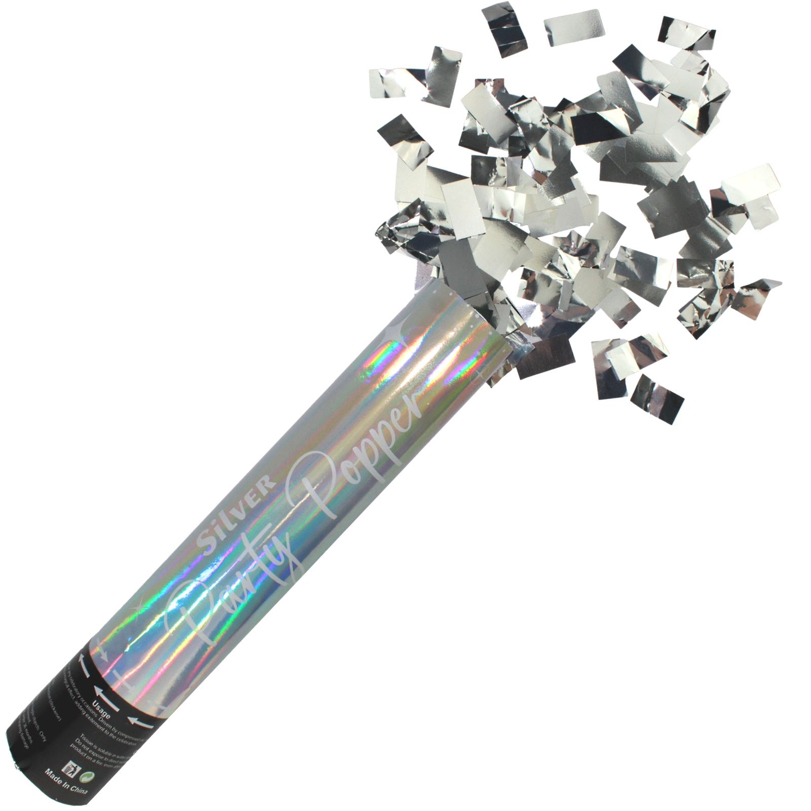 Silver Foil Confetti Twist Popper | Silver Coloured Party Supplies ...