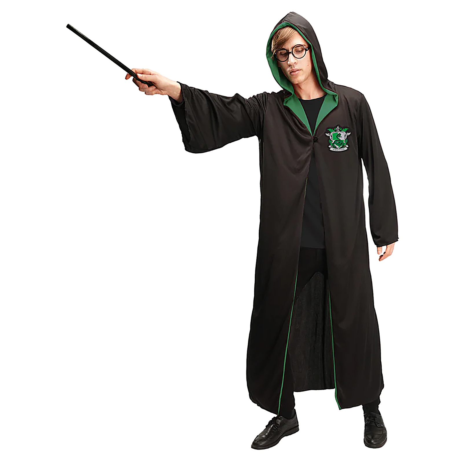 Adult Green Hooded Wizard Robe With Glasses | Harry Potter | Character ...