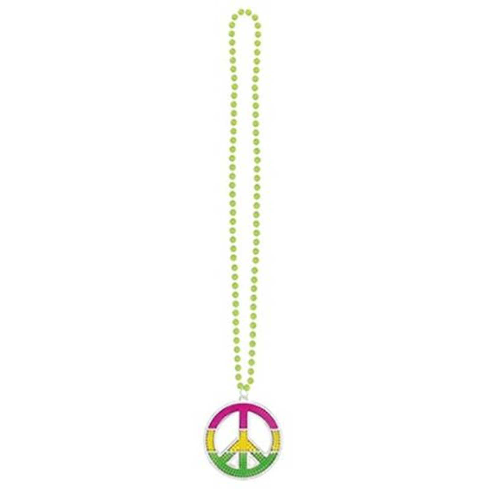 Peace Sign Large Green Beads Necklace Adult Costume Accessory ...