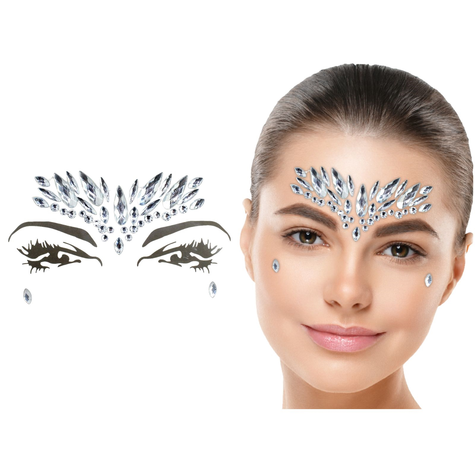 Silver Crystal Face Jewels | Princess Party Supplies | Themed Party ...