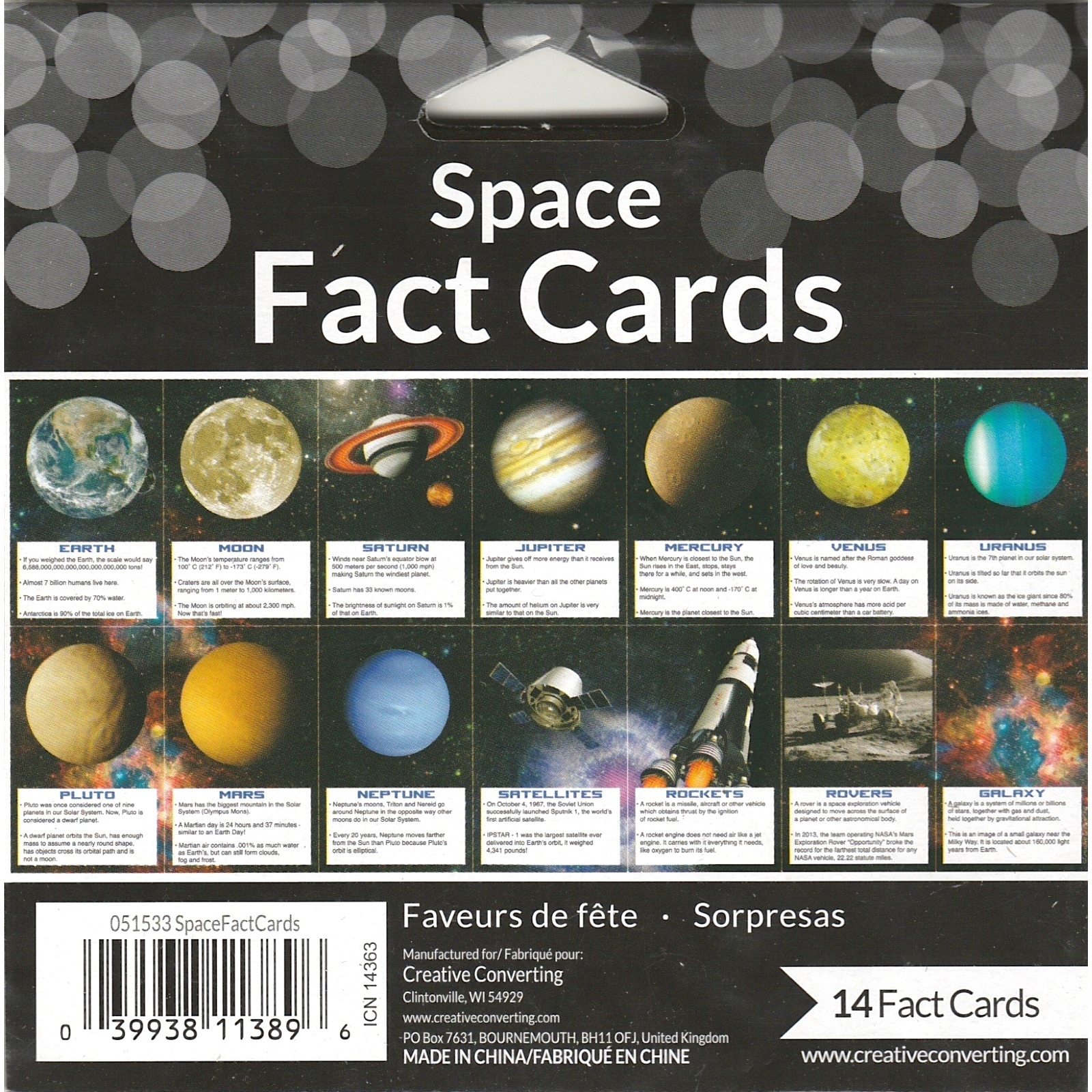 Space Blast Fact Cards (Pack of 14) - Costumes.com.au